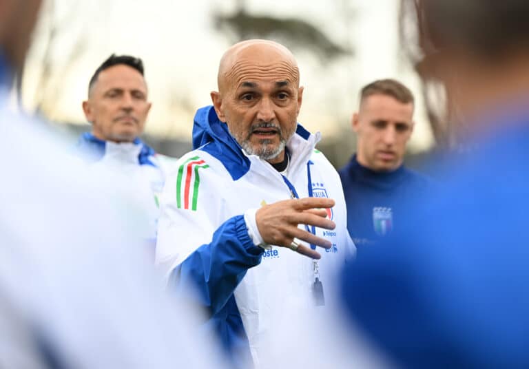 Luciano Spalletti attends Roma’s training session